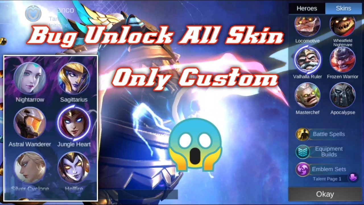 Bug Unlock All Skin MLBB { Only Custom } | Mobile Legends - YouTube