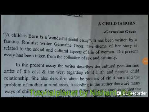 "A Child is born" short summary for bseb 100 marks English class 12th ...