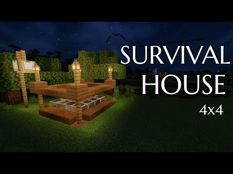 Minecraft 4x4 House | tutorial| How to build a survival and underground ...