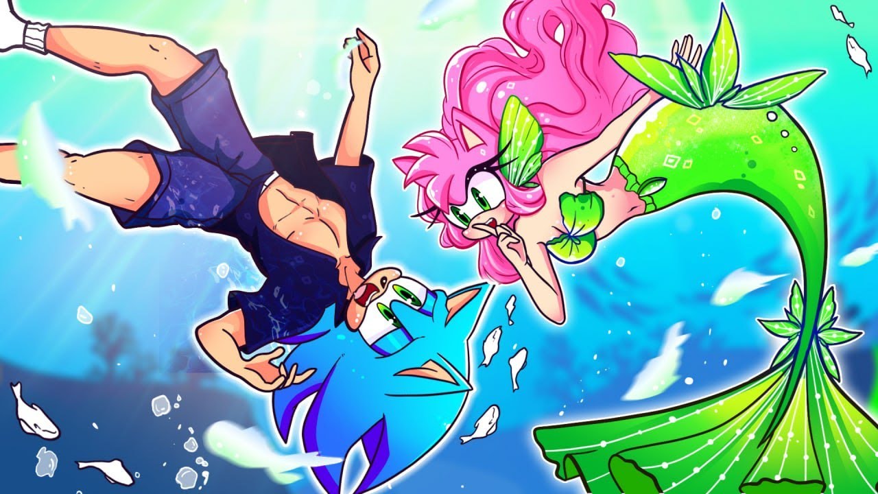 Mermaid Amy Rose saves Sonic | Sonic The Hedgehog 2 Animation - YouTube