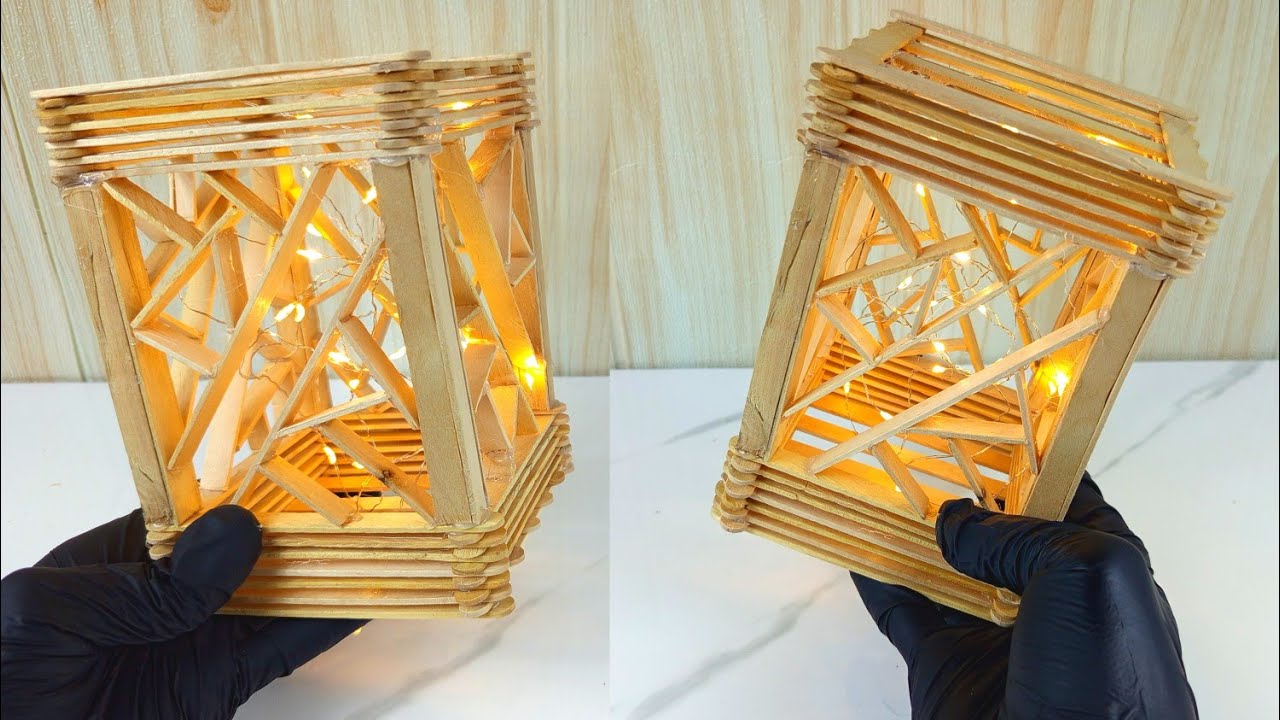 DIY LAMPU HIAS DARI STIK ESKRIM | Kreasi Stik Eskrim - YouTube