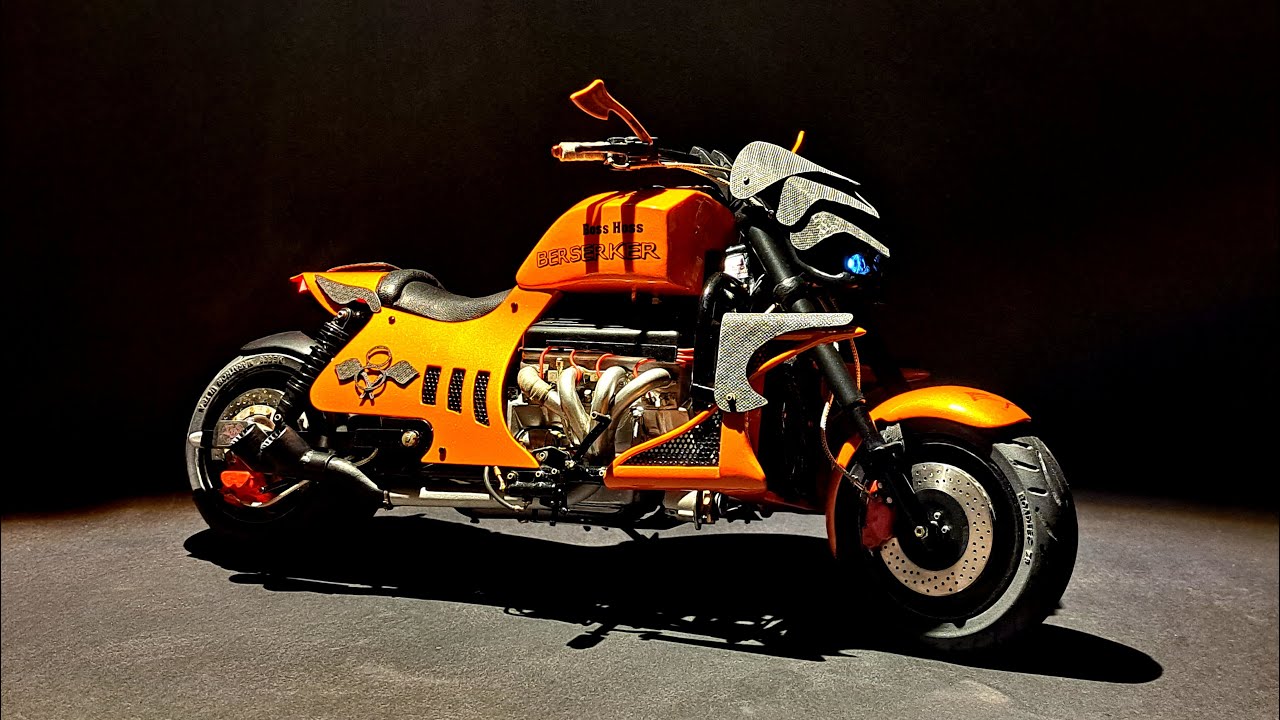 Boss Hoss V8 custom bike 1:8 scale model from scratch - part one frame ...