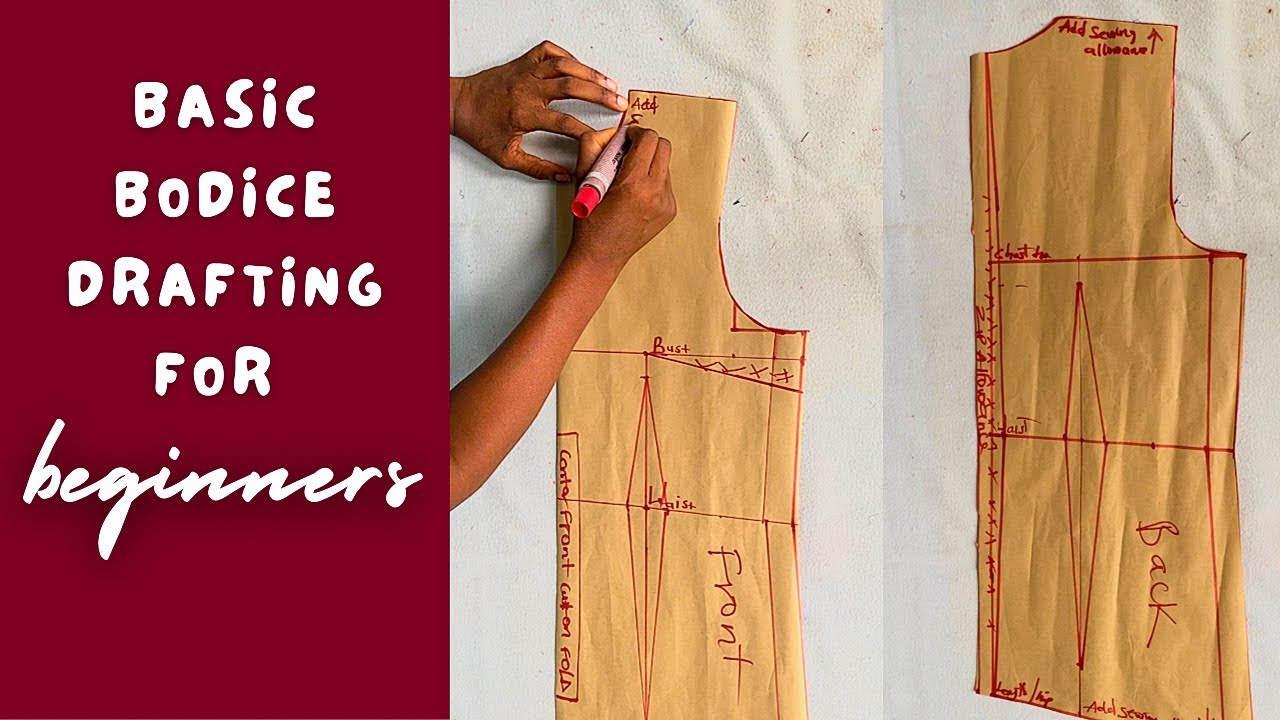 Basic bodice drafting tutorial for beginners - YouTube