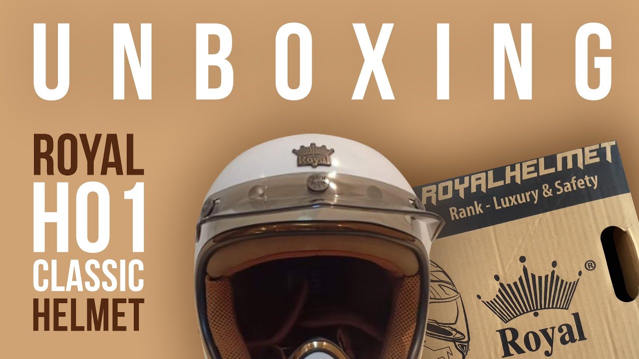 Royal classic helmet unboxing | Royal H01 | Full face classic vintage helmet cream white color ...