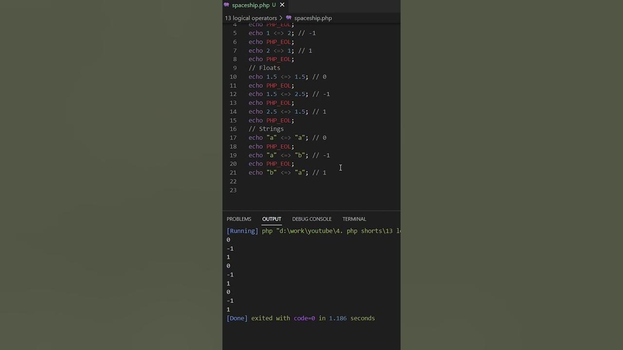 Spaceship Operator Php Youtube