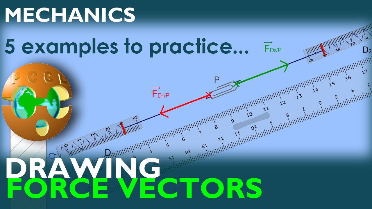 DRAWING FORCE VECTORS 5 examples - point of application, line of action ...