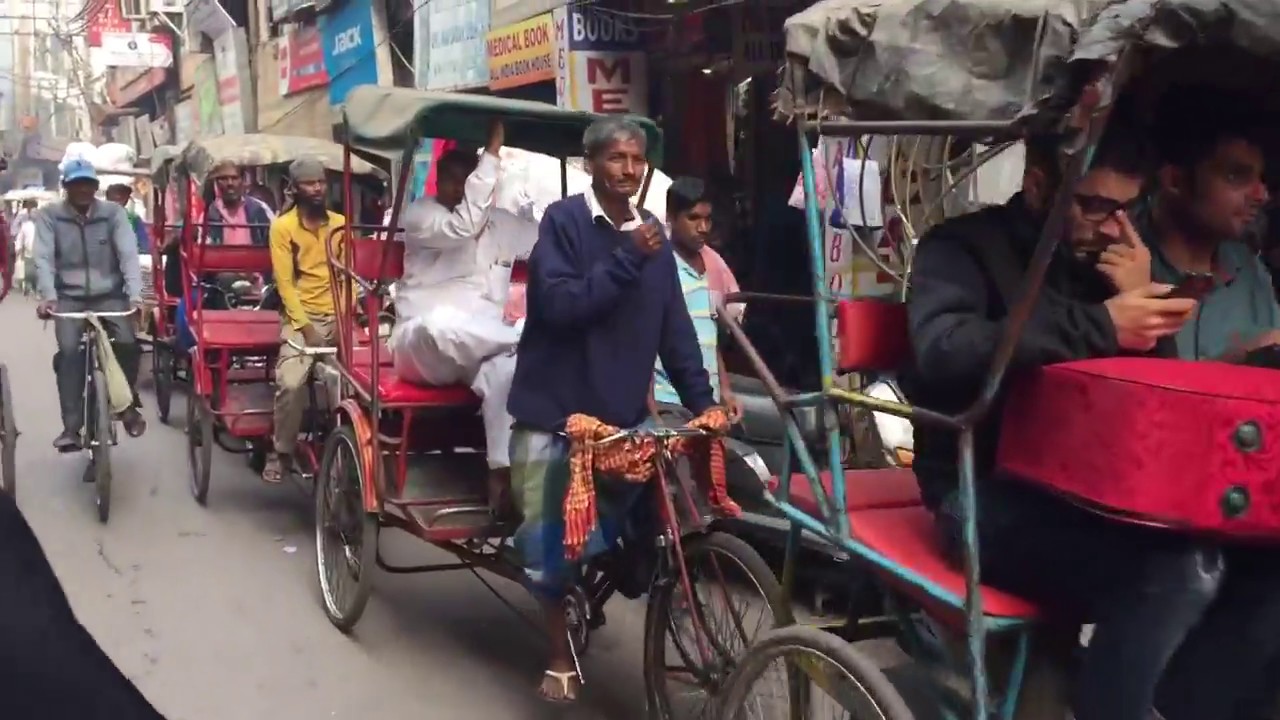 Cycle rickshaw ride through Old Delhi, India - YouTube