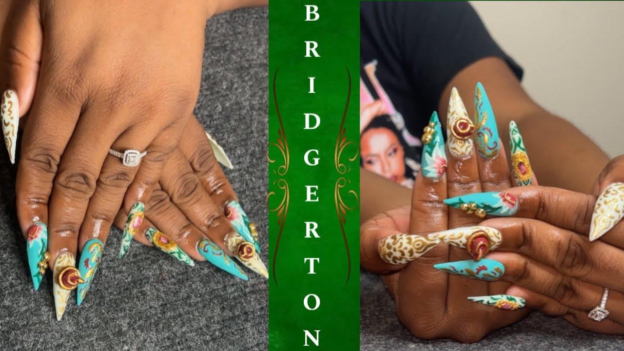 Bridgerton tea cup nails tutorial - YouTube