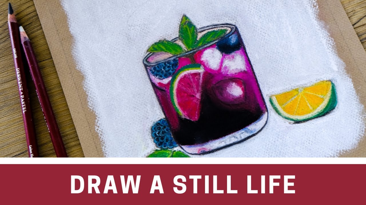 How to Draw a Mocktail with Soft Pastel || Draw a Still Life (in Bahasa ...