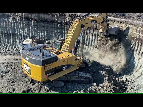 Caterpillar 374D Excavator Loading Overburden in the Mine - Interkat SA