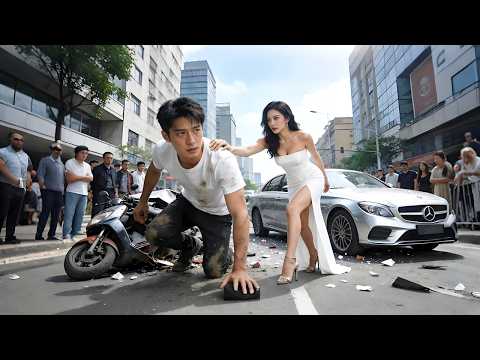 窮小子騎車被美女總裁撞飛還被罵碰瓷，下一秒他亮出黑卡豪擲10億收購她公司，女總裁當場嚇癱跪求嫁給他生10個娃！