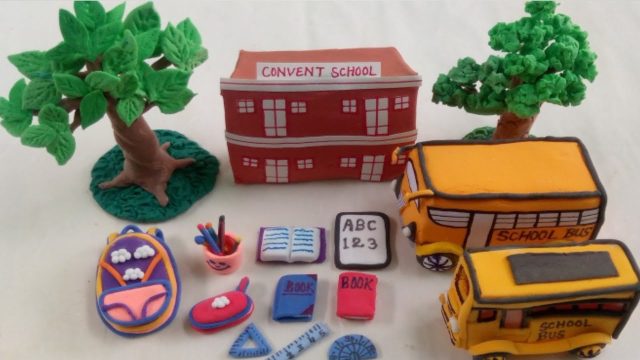 Diy How To Make Polymer Clay Miniature School| School Supplies With ...