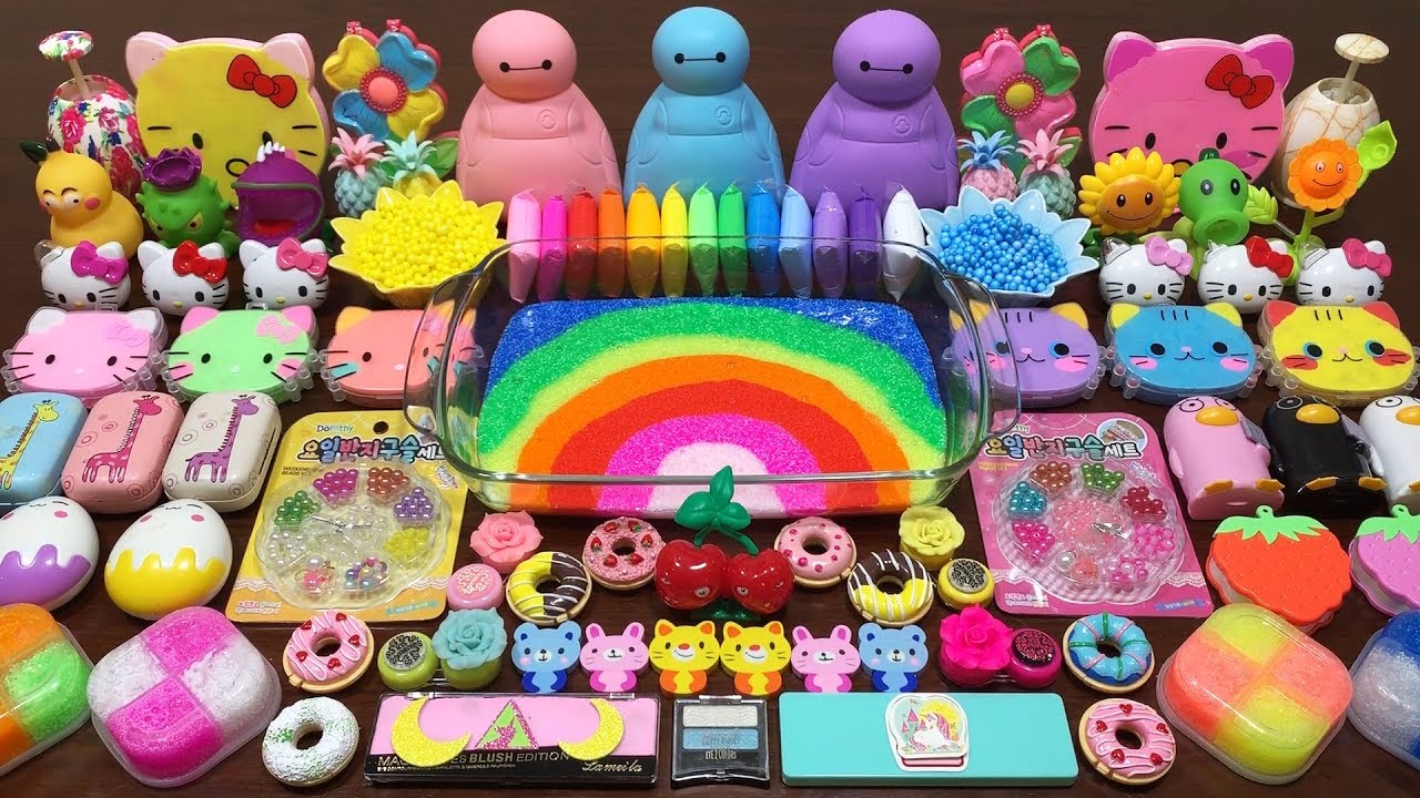 Mixing Random Things Into FLOAM Slime || Relaxing With Rainbow Slime ...