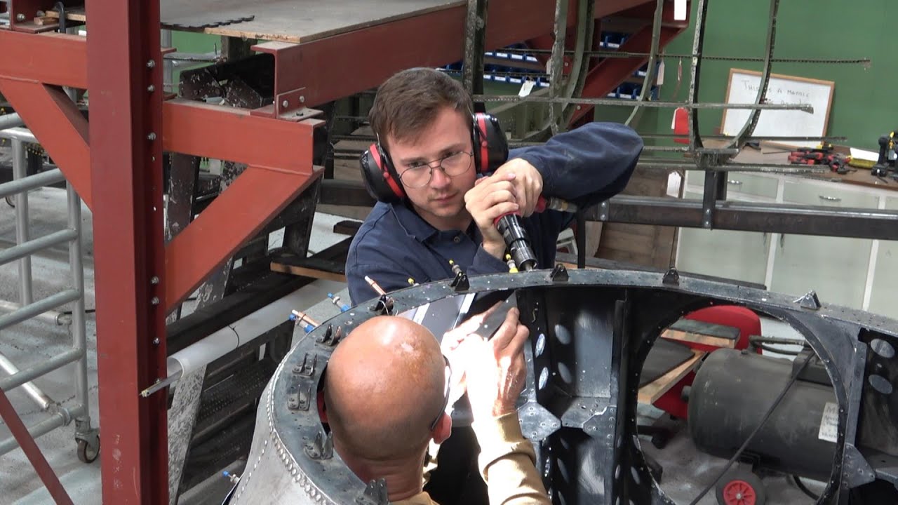Video 212 Restoration of Lancaster NX611 Year 6. Lancaster Nose section ...