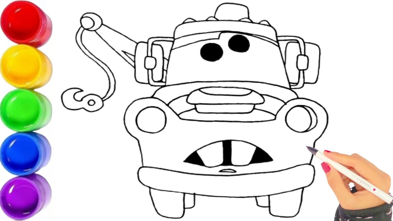 Mater Drawing Tutorial 🚍🛢🤎 Lightning McQueen's Best Friend || Drawing ...
