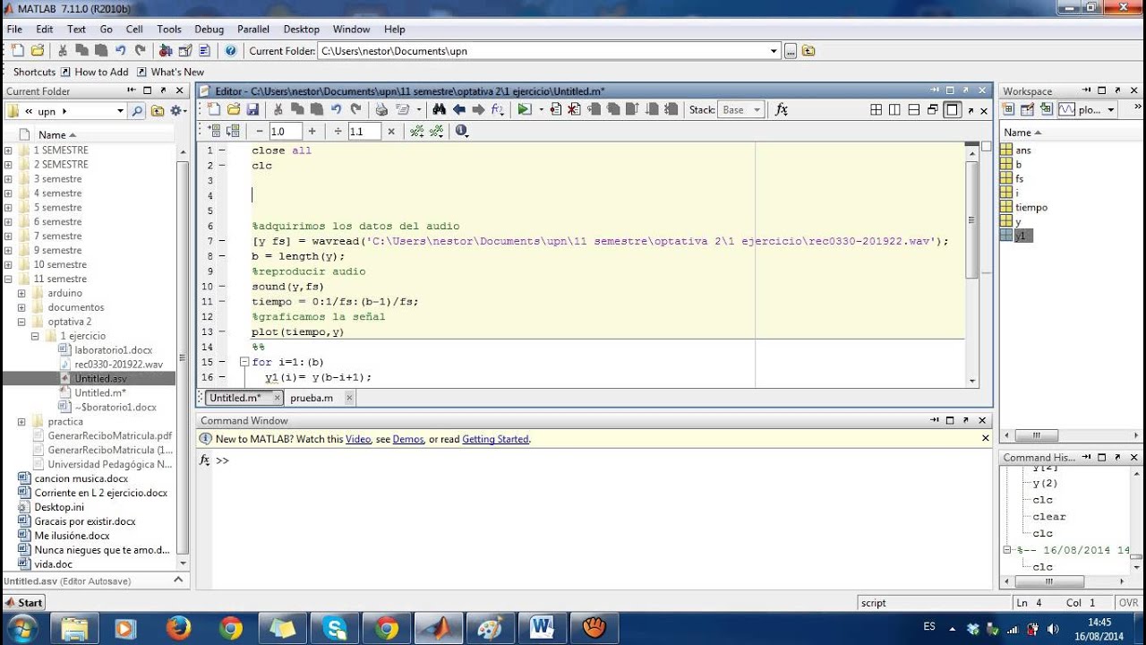 Procesamiento de señales, inversión de un audio con Matlab - YouTube