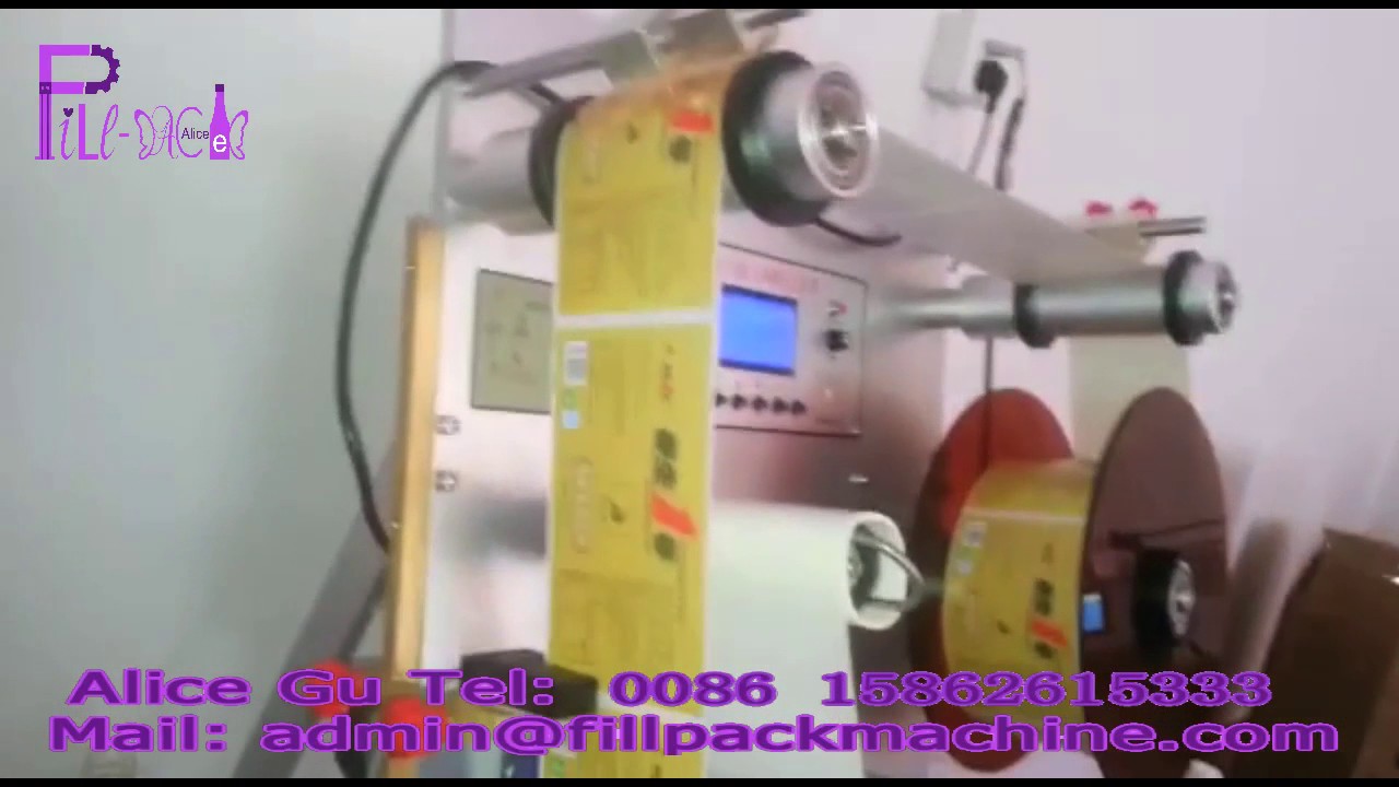 Semi-auto Adhesive labeling machine for bottles - YouTube