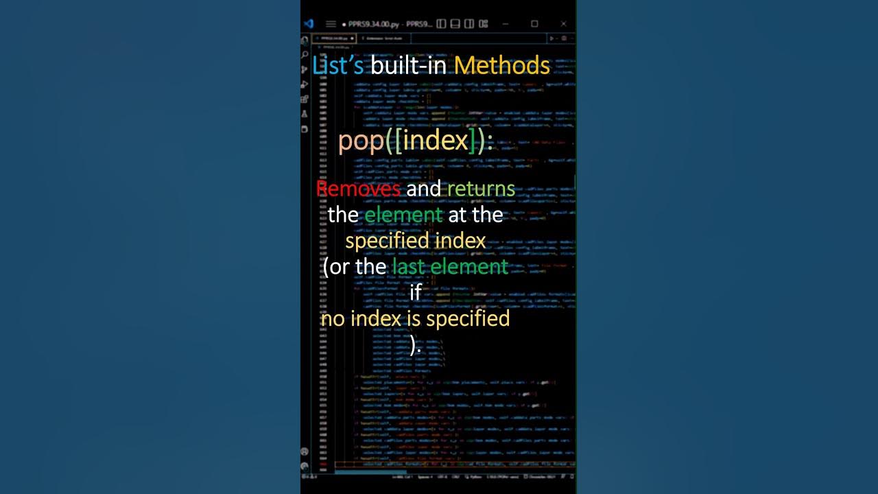 How To Remove And Return Last Item In A List Pop Method Pythink1 Python For Beginners