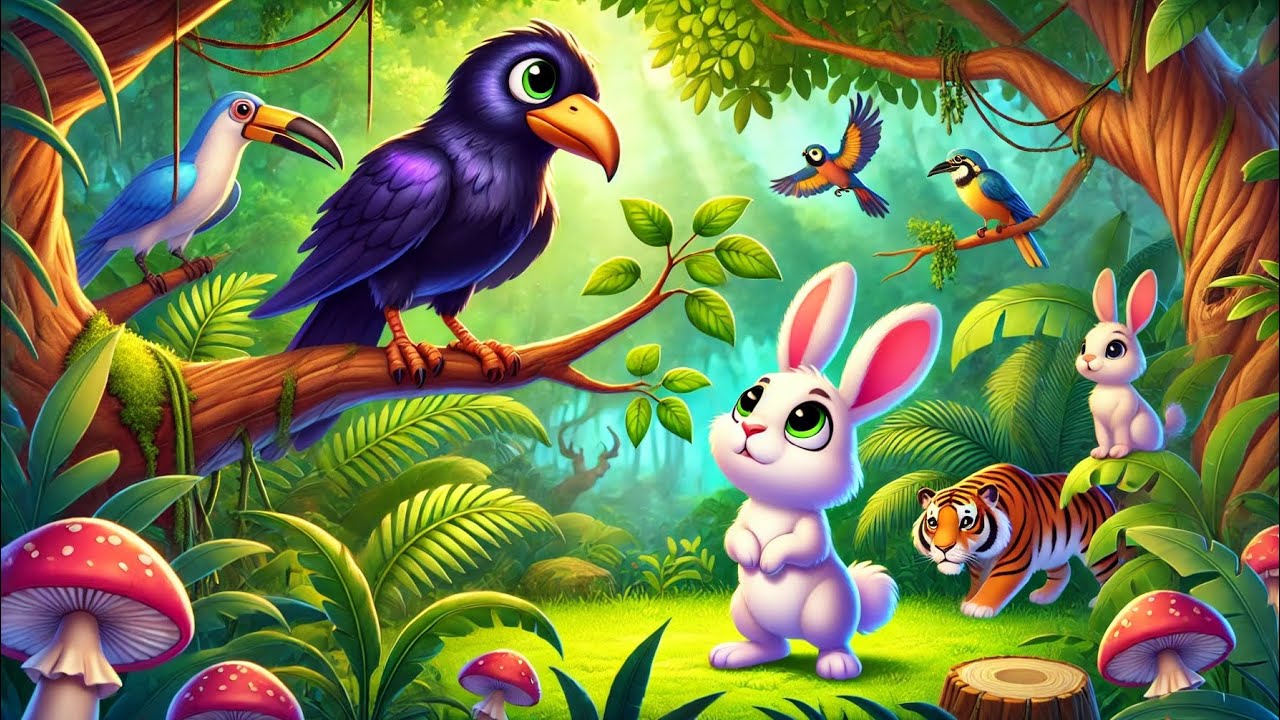 "The Clever Crow & The Curious Rabbit | Jungle Adventure short Story ...
