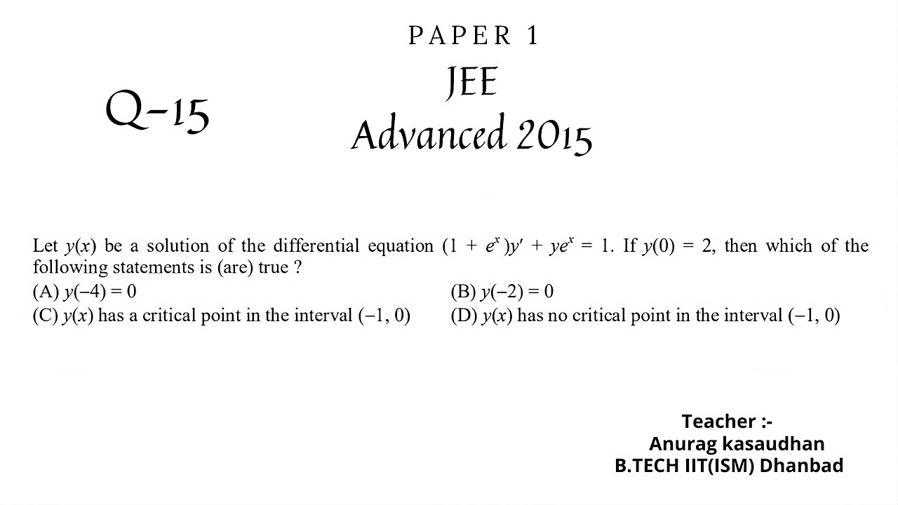 JEE Advanced 2015 Math Paper 1 (Q 15) solution | IIT JEE Maths | # ...