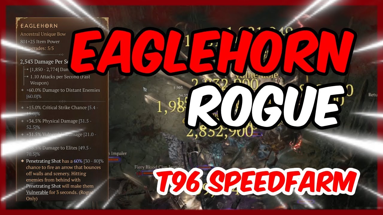 [DIABLO 4] EAGLEHORN PENETRATING SHOT ROGUE SPEEDFARM (DOMHAINNE ...