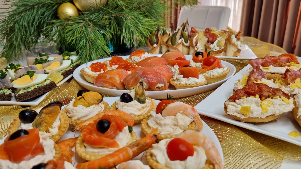 Закуски, канапе на новогодний стол 2022 - YouTube