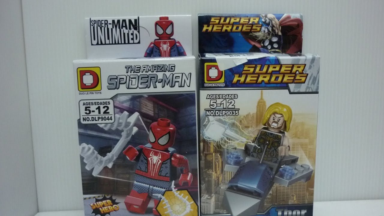 Duo Le Pin Lego Bootleg Amazing Spiderman & Asgardian Thor review - YouTube
