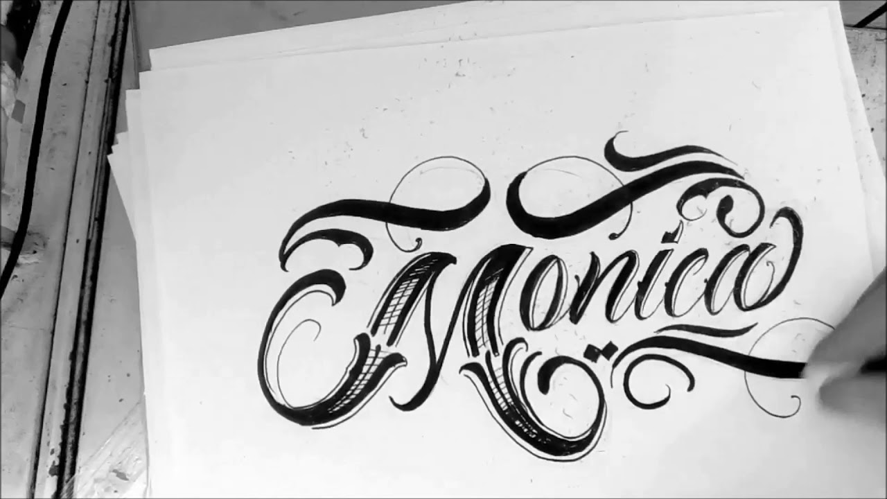 como hacer letras para tatuar monica /name fore tattoo/curso de letras ...