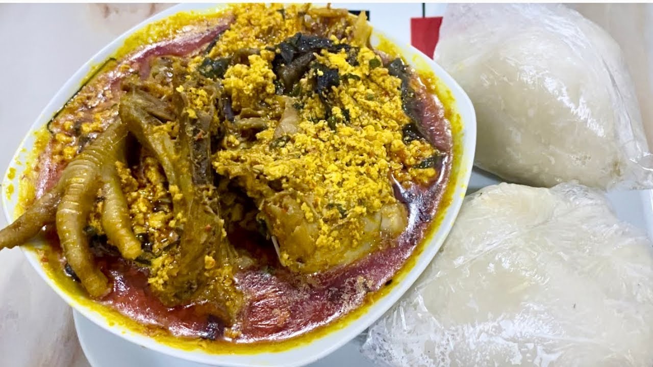 EGUSI SOUP WITH FUFU OR APKU - YouTube