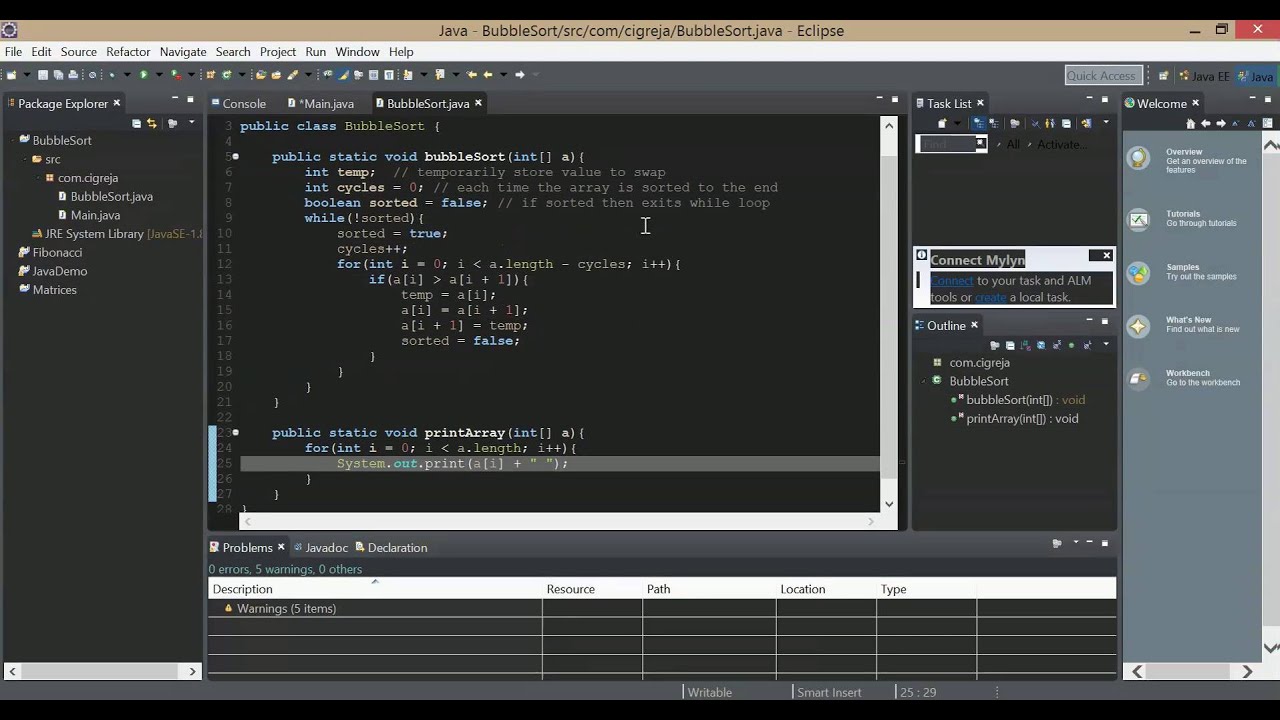 Java Bubblesort Java Training Projects 2016 Youtube