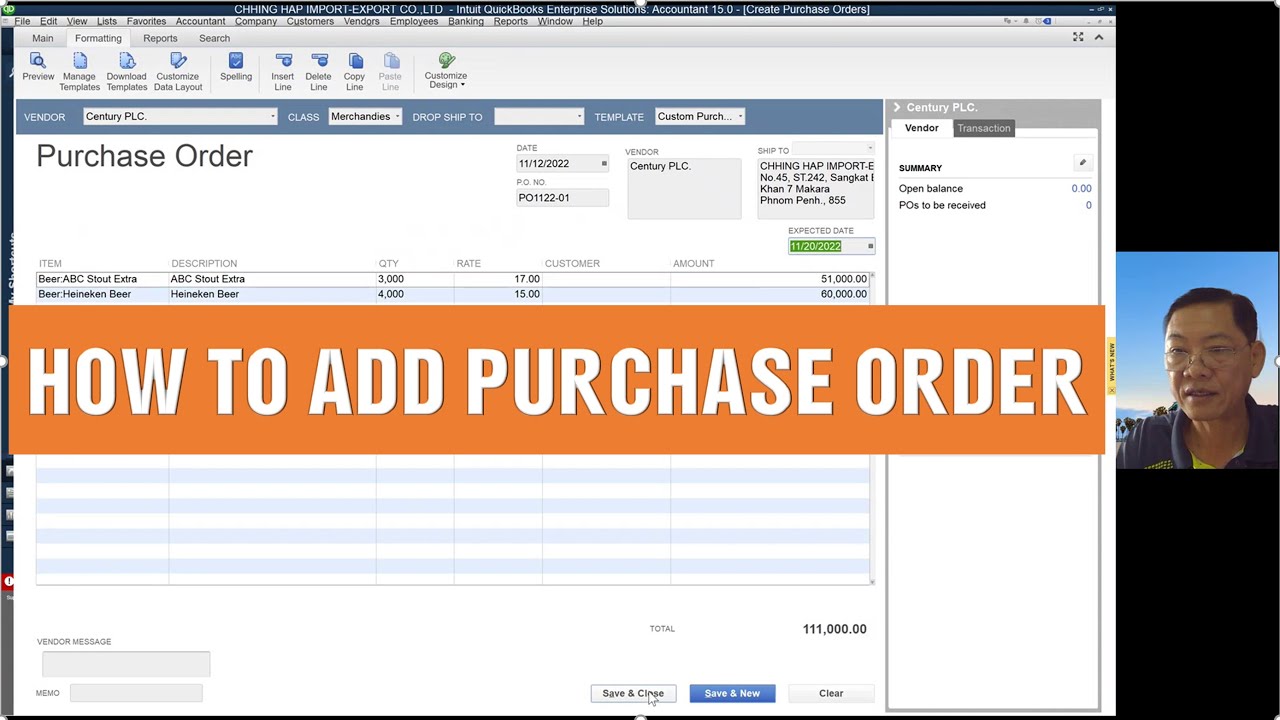HOW TO ADD PURCHASE ORDER - YouTube
