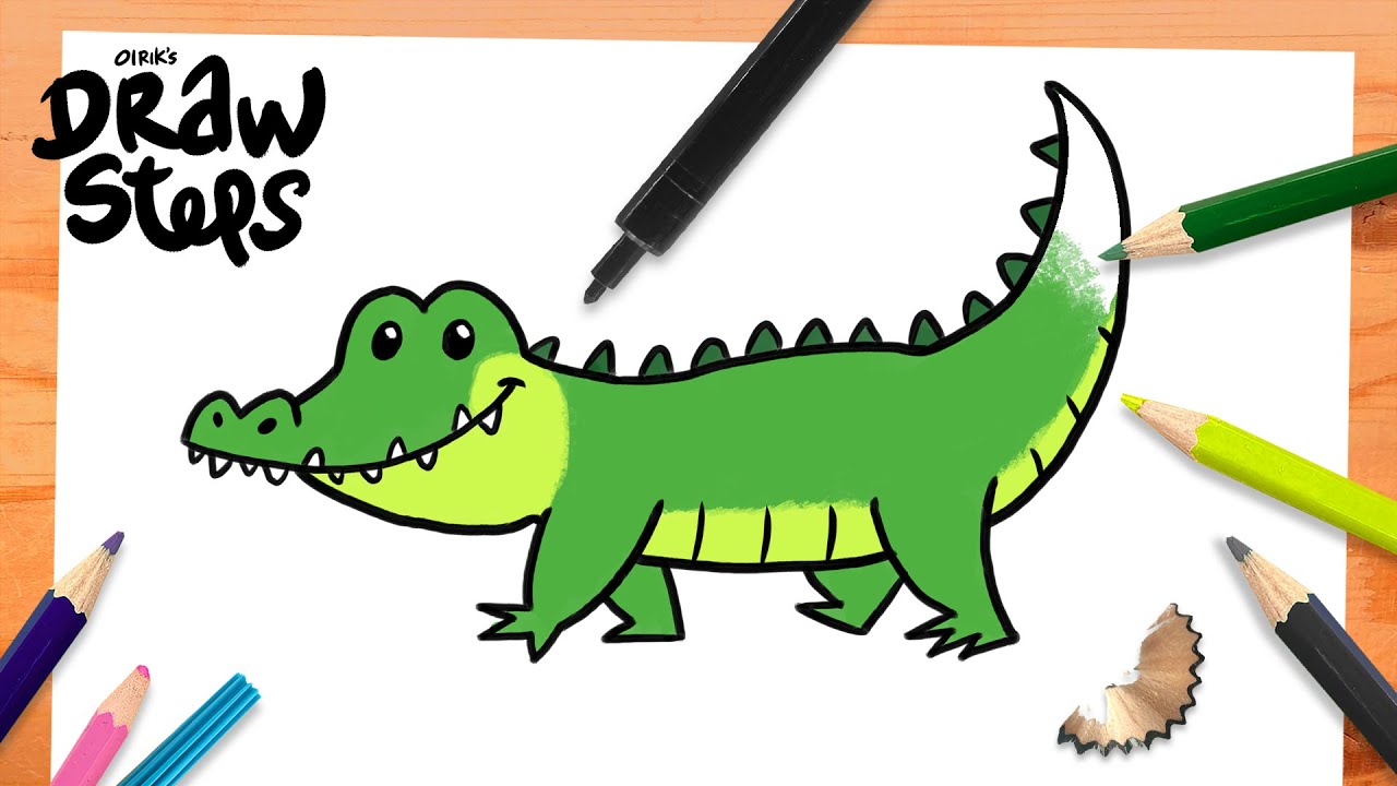 How to draw a CROCODILE (easy step by step) - YouTube