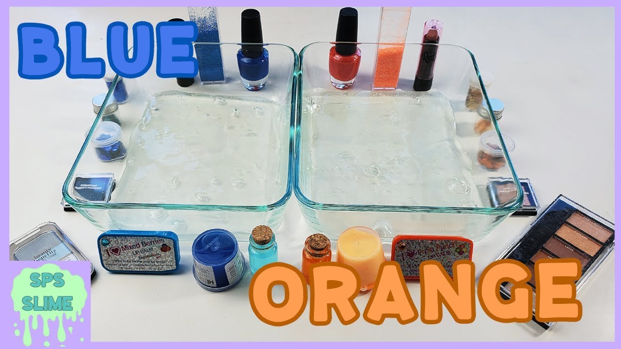 Blue vs Orange - Mixing Makeup Eyeshadow Into Slime! MUST WATCH! - YouTube