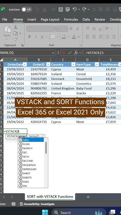 Excel VSTACK Header with Fast SORT #excel #excel365 #exceltips #microsoftoffice #exceltricks ...