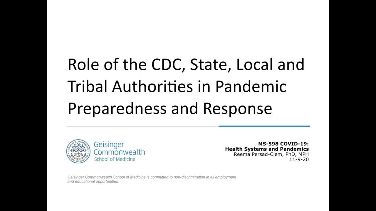 COVID-19: Health Systems & Pandemics - Lecture 6: Role of the CDC ...