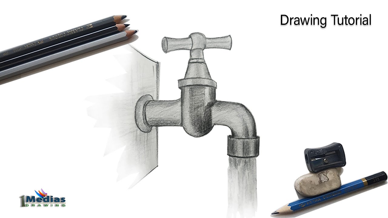 How to draw Water tap Step by step. - YouTube