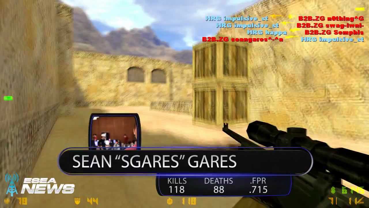 Sean "sgares" Gares 1 vs. 3 HRG @ ESEA Invite Season 11 (INSANE CS 1.6 ...
