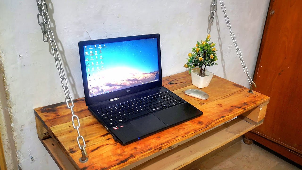 Hanging Laptop Shelf with Iron Chain - YouTube