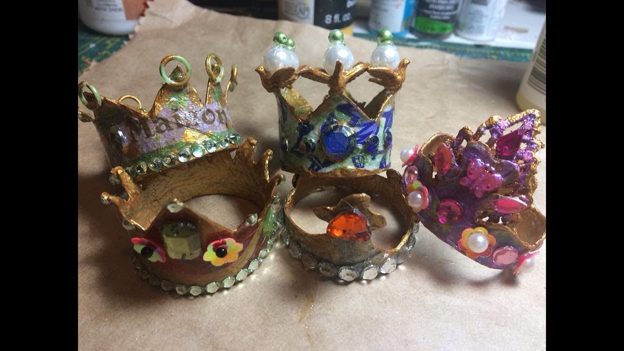 Paper rolls Crowns Recycled crafts #30daysofnapkinschallenge - YouTube