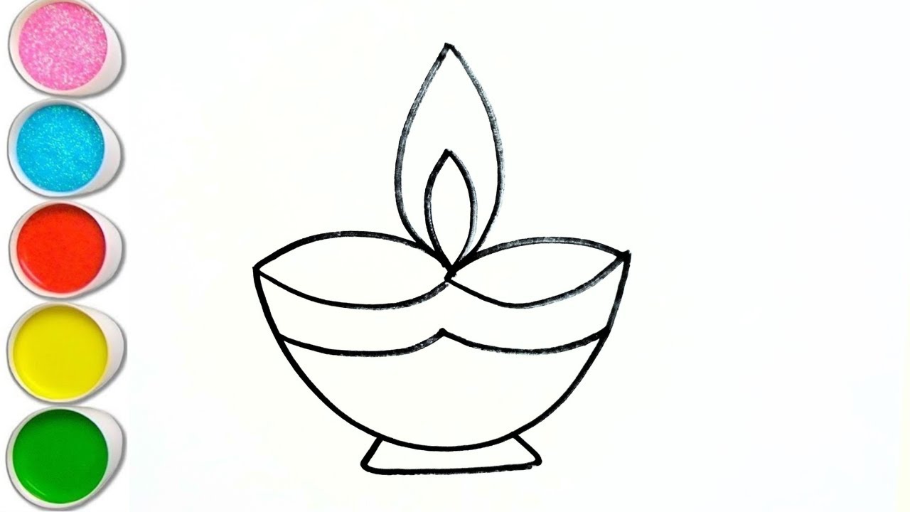 How to Draw Diwali Diya | Diya Drawing for Kids | Step by Step Diya ...
