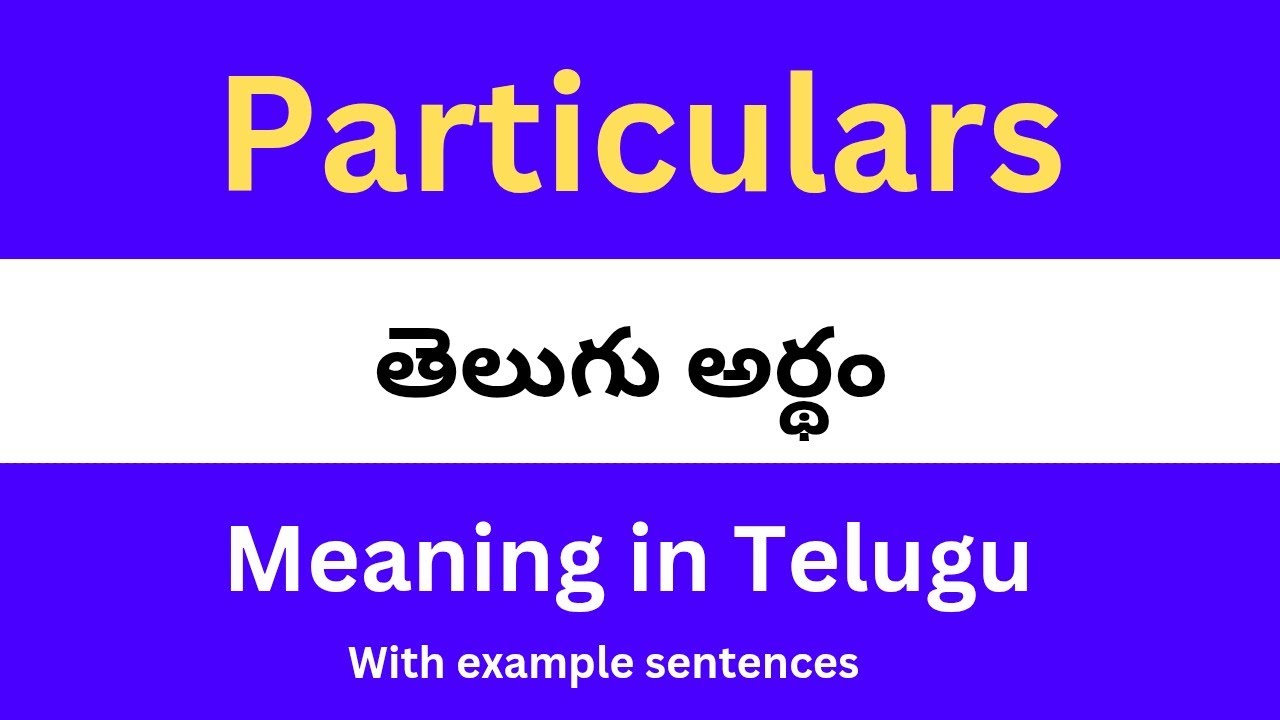 Particulars meaning in telugu with examples | Particulars తెలుగు లో ...