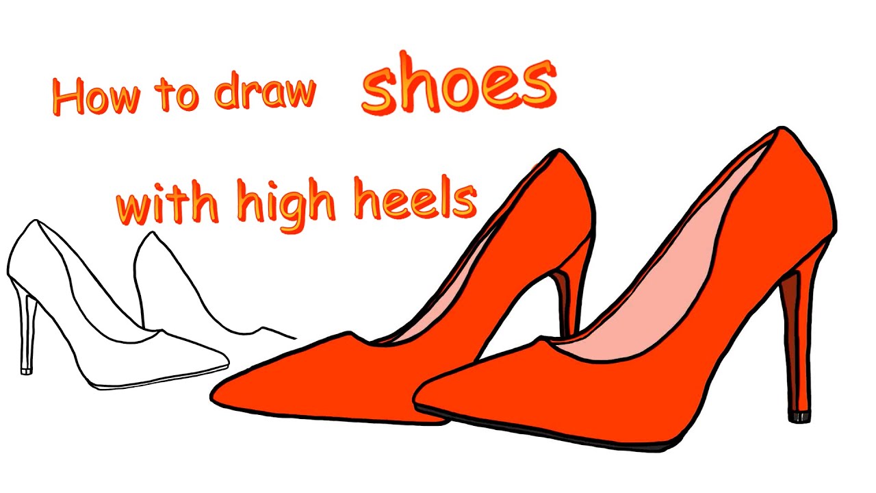How to draw a shoes with high heels easy - YouTube