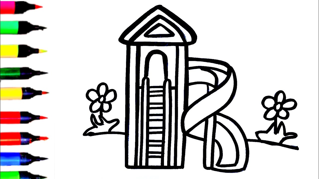 HOW TO DRAW A SPIRAL SLIDE PLAYGROUND | Slide Playground Drawing - YouTube