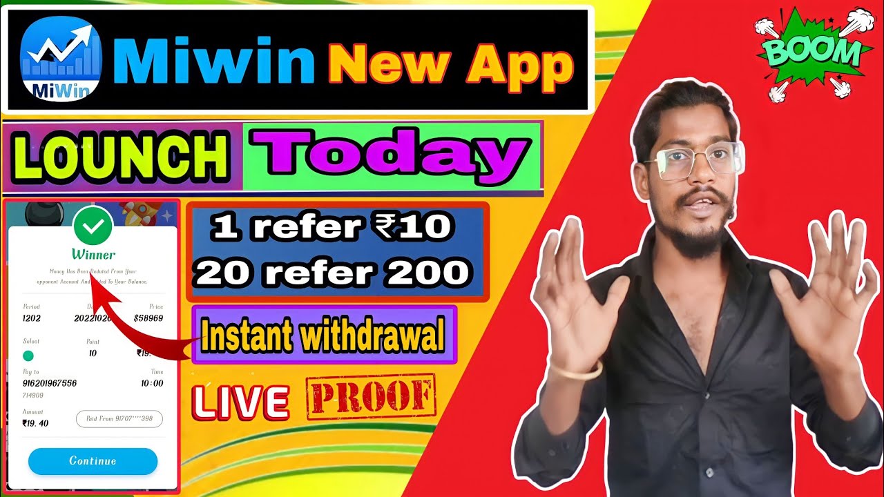 Miwin App 1 Refer ₹688 Direct Withdraw | Sign Up 10 | Today New App ...