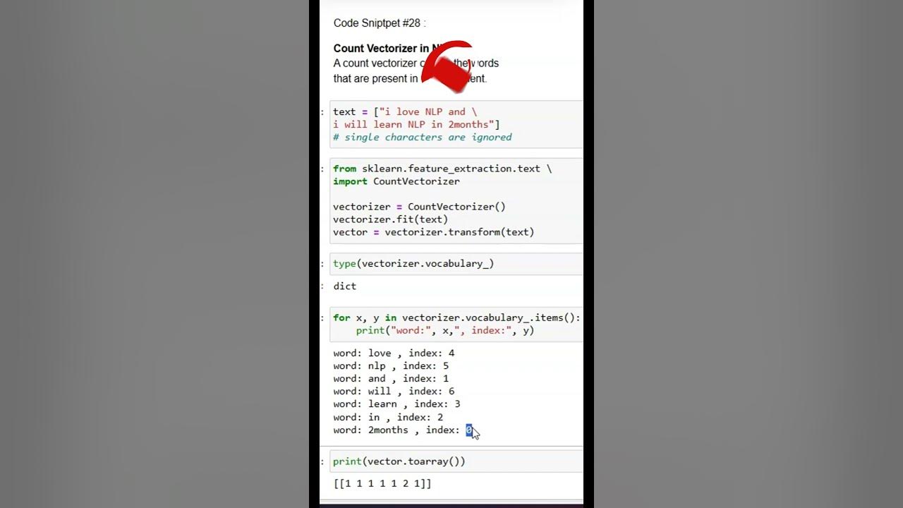 Countvectorizer In Nlp Shorts Nlp Vector Python Youtube