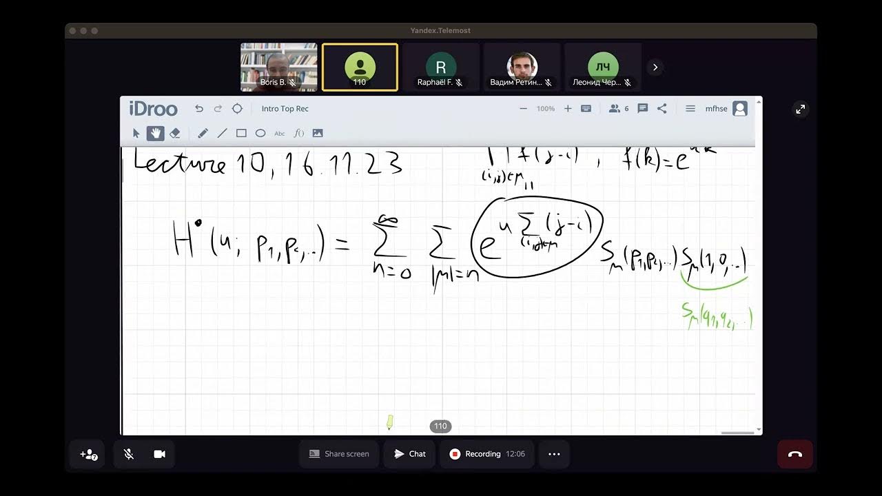 Dunin-Barkovskiy P. I. Bychkov B. S. Introduction to Topological Recursion. 16.11.2023. - YouTube