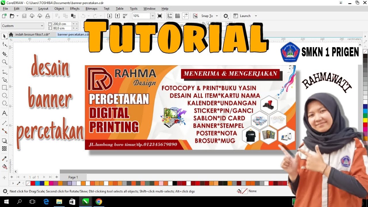 TUTORIAL MEMBUAT DESAIN BENNER PERCETAKAN CORELDWRAW ( RAHMAWATI / SMK ...