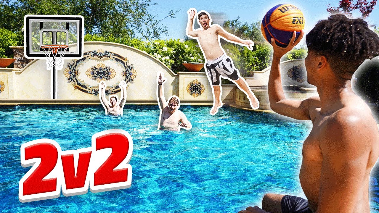 Crazy 2v2 Pool Mini Basketball Game + Trick Shots! - YouTube