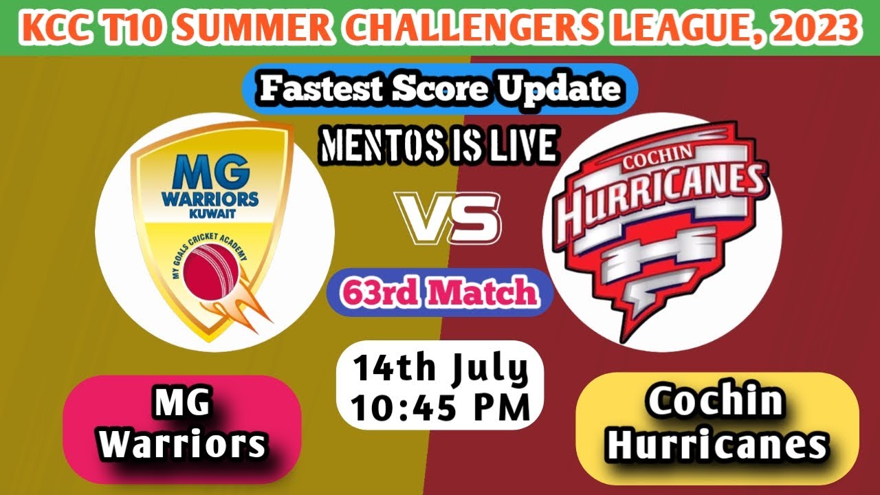 MG Warriors vs Cochin Hurricanes | KCC T10 Summer Challengers League ...