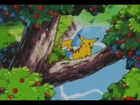 Pikachu picking an apple and eating it